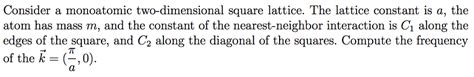 consider a monoatomic two dimensional square lattice