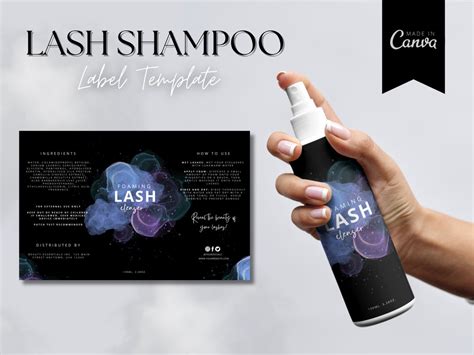 Lash Shampoo Template Lash Foam Shampoo Lashes Bottle Template Lash Clenser Label Eyelash