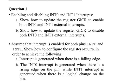 Solved Question 1 • Enabling And Disabling Into And Int1