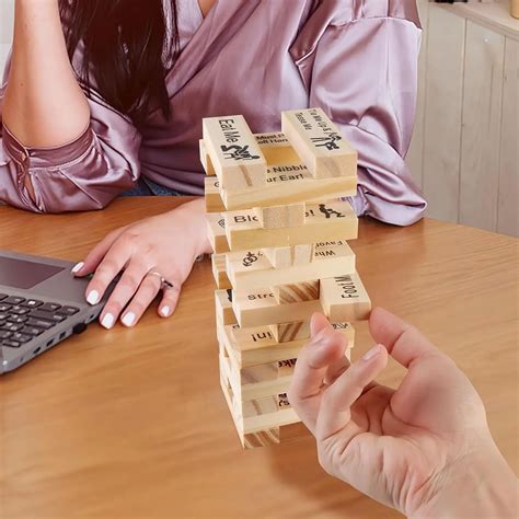 48pcs Game Sex Block Tumbling Wooden Tower Stacking Blocks Adult Erotica Party Sm