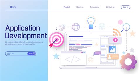 Application Development And Web Development Modern Flat Design Concept Landing Page Of Mobile