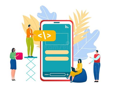Application Development Mobile App People Team Vector Illustration Stock Vector Illustration