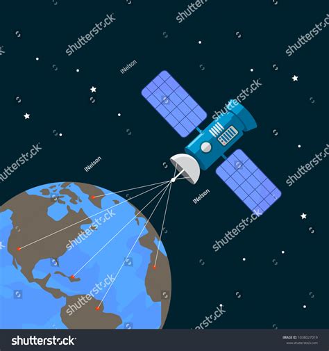 Satellite Geolocation Positioning On Ground Navigation Stock Vector Royalty Free