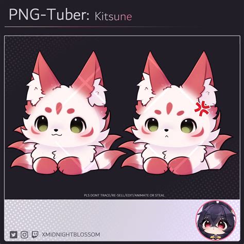 Cute Kitsune Chibi Png Tuber Stream Asset Cam Reactive Png Twitch Youtube Etsy