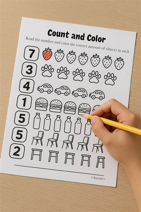 Count And Color Worksheet Preschool Math Counting Activity Numbers