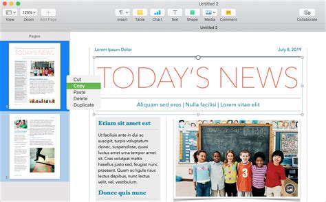 how to copy and paste pages between pages documents on mac