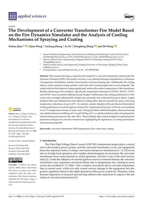 pdf the development of a converter transformer fire model based on