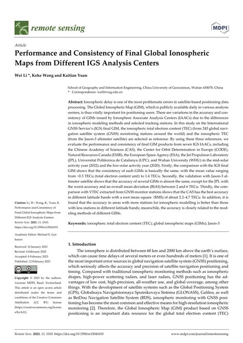 Pdf Performance And Consistency Of Final Global Ionospheric Maps From
