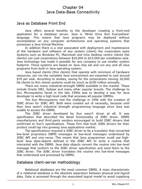 Ajp Chapter 1 Jdbc Connectivity Pdf Parameter Computer Programming Databases