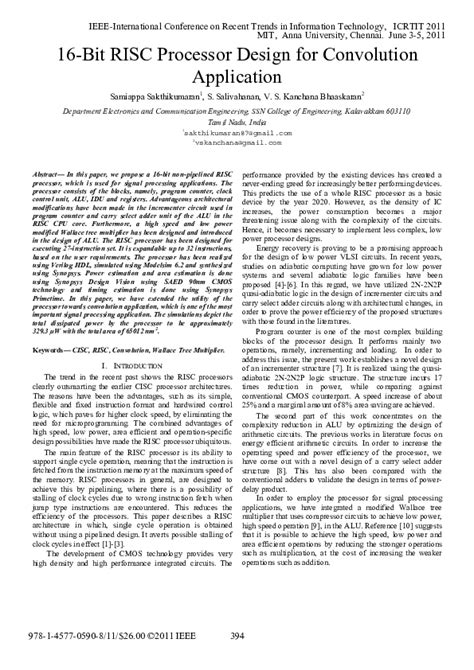 Pdf 6 Bit Risc Processor Design For Convolution Application Ganta