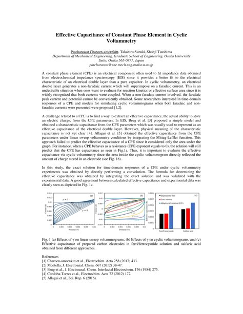 Pdf Effective Capacitance Of Constant Phase Element In Cyclic Voltammetry