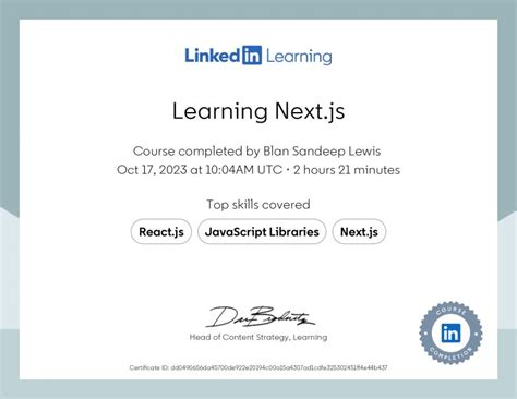 Blan Sandeep Lewis On Linkedin Nextjs Linkedinlearning