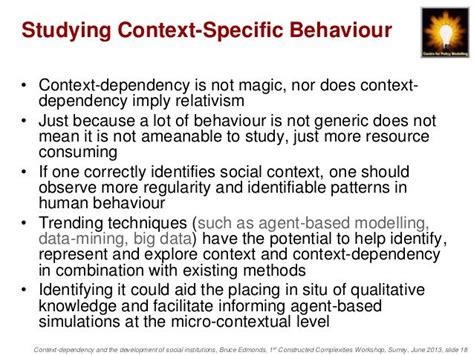 context dependency and the development of social institutions