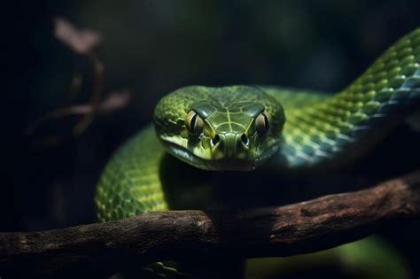 Premium AI Image Green Tropical Snake Neural Network AI Generated