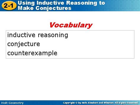 Using Inductive Reasoning To Make Conjectures