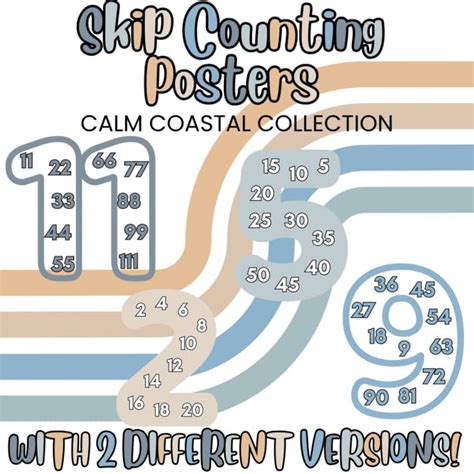 Skip Counting Math Posters Calm Coastal Collection Tpt