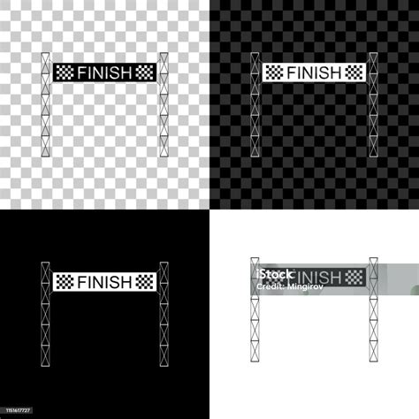 검정색 흰색 및 투명 배경에 고립 된 라인 아이콘을 마무리에 리본 결승 선의 상징 스포츠 기호 또는 비즈니스 개념입니다 벡터