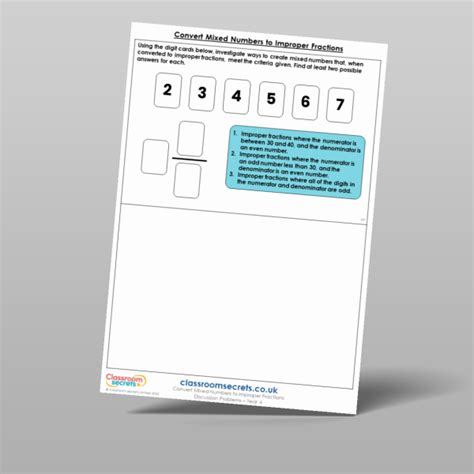 Year 4 Convert Mixed Numbers To Improper Fractions Discussion Problem Resource Classroom Secrets