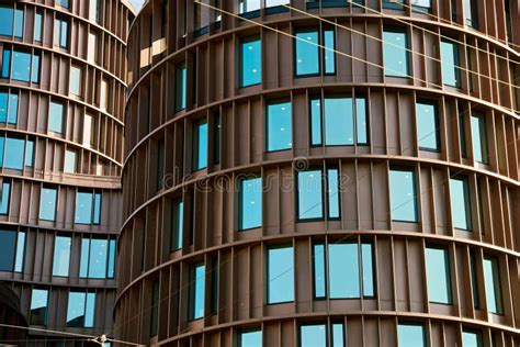 modern office buildings with rounded architecture and pattern of