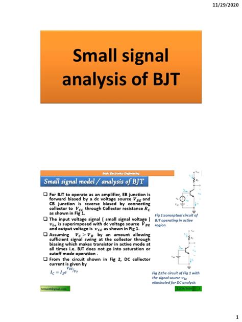 Chapter 3 Lecture 3 Small Signal Analysis Of Bjt And Bjt As Aswitch