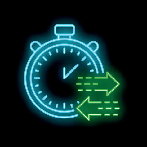 Neon Style Icon Of Stopwatch Showing Time Passing With Arrows 52620502