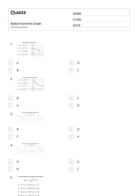 50 Radical Equations And Functions Worksheets For 11th Grade On