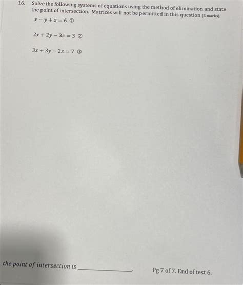 Solved 16 Solve The Following Systems Of Equations Using