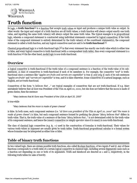 Truth Function Wikipedia Pdf