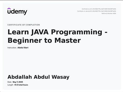 Java Programming Learningjourney Udemy Softwaredevelopment Coding Abdallah Abdul Wasay