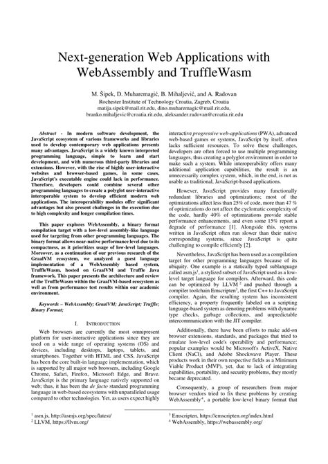 Pdf Next Generation Web Applications With Webassembly And Trufflewasm