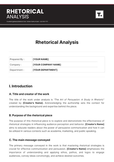 Free Rhetorical Analysis Template To Edit Online