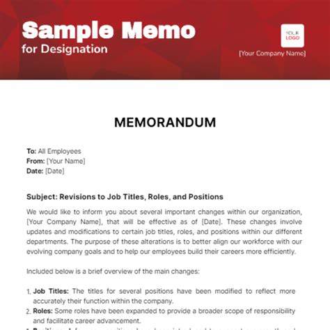 Free Sample Memo For Designation Template To Edit Online
