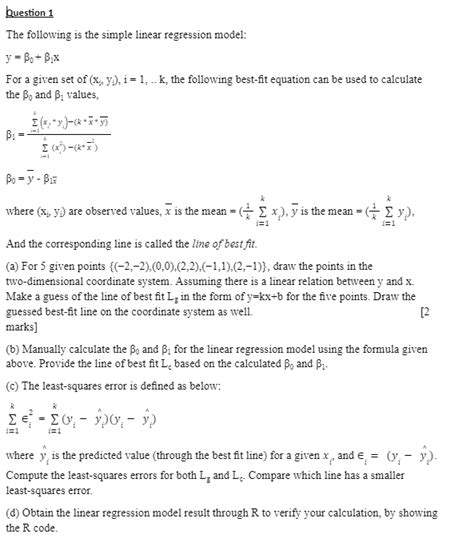 Solved Question The Following Is The Simple Linear Chegg