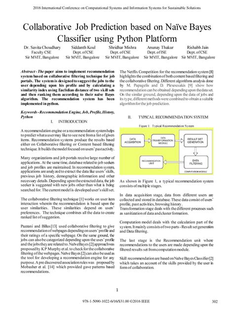 Collaborativejobpredictionbasedonnavebayesclassifierusingpythonplatform Pdf Mean