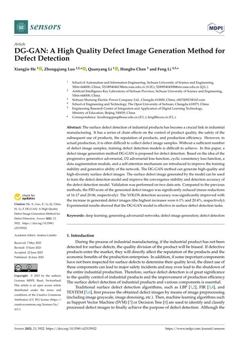 Pdf Dg Gan A High Quality Defect Image Generation Method For Defect Detection