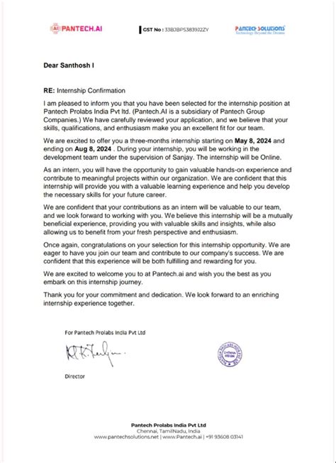 Accepted Internship Offer In Ai And Data Science Santhosh Iyyappan Posted On The Topic Linkedin