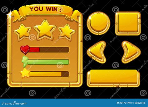 Vector Concept Of Golden User Interface For Game Stock Vector Illustration Of Game Golden