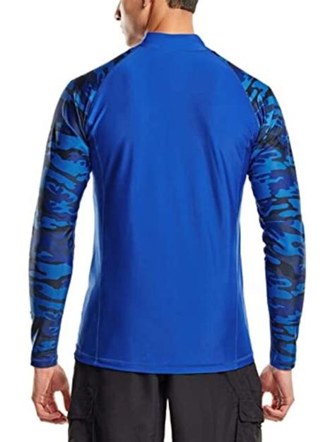 Buy Tsla Mens Long Sleeve Zip Rash Guard Upf50 Uvsun Protection