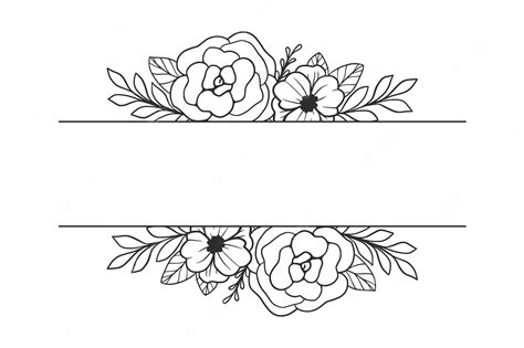 Premium Vector Flower Frame Hand Drawn Floral Border Leaves And