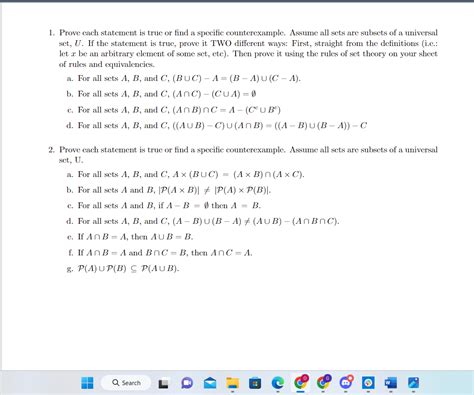 Solved Prove Each Statement Is True Or Find A Specific Chegg Com