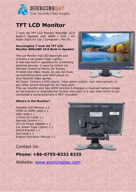 PPT 7 Inch TFT LCD Display Module Datasheet PowerPoint Presentation Free Download ID 8998090