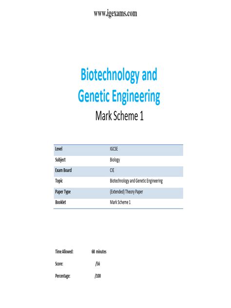 201 Biotechnology And Genetic Engineering Igcse Cie Biology Ext Theory