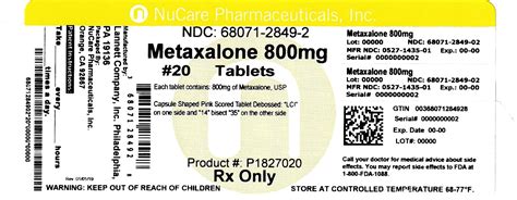 Metaxalone Tablets Usp Rx Only