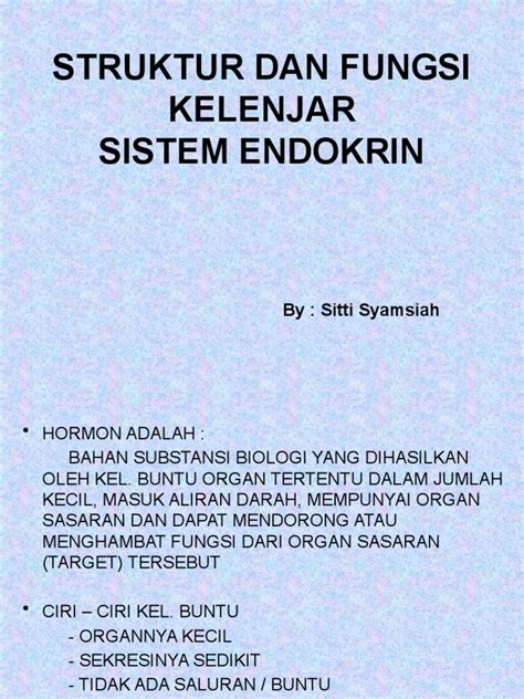Struktur Dan Fungsi Kelenjar Sistem Endokrin Konv 19 Pdf