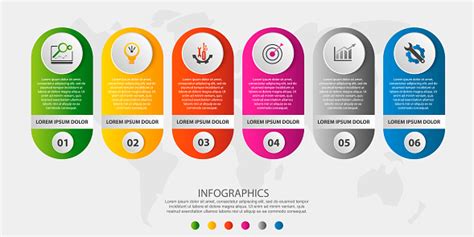 현대 3d 벡터 일러스트입니다 여섯 개의 요소와 아이콘이 있는 원형 인포 그래픽 템플릿입니다 비즈니스 프레젠테이션 웹 디자인 응용 프로그램 인터페이스 및 6 단계로 구성 된