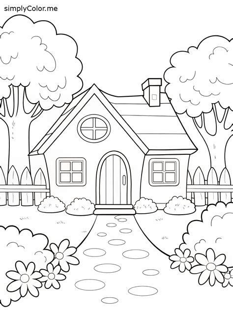 رسم بيت للتلوين للأطفال