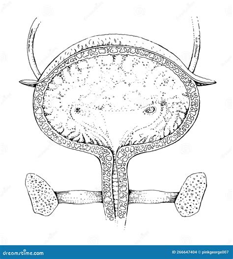 Human Bladder Anatomy Detailed Black And White Illustration Stock Illustration Illustration