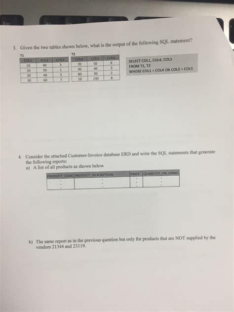 Solved 3 Given The Two Tables Shown Below What Is The