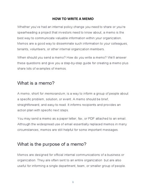 How To Write A Memo Pdf Memorandum Communication