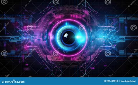 Biometric Authentication Eye Scanning Big Data Cybersecurity Conceptual Pink Blue Generative Ai